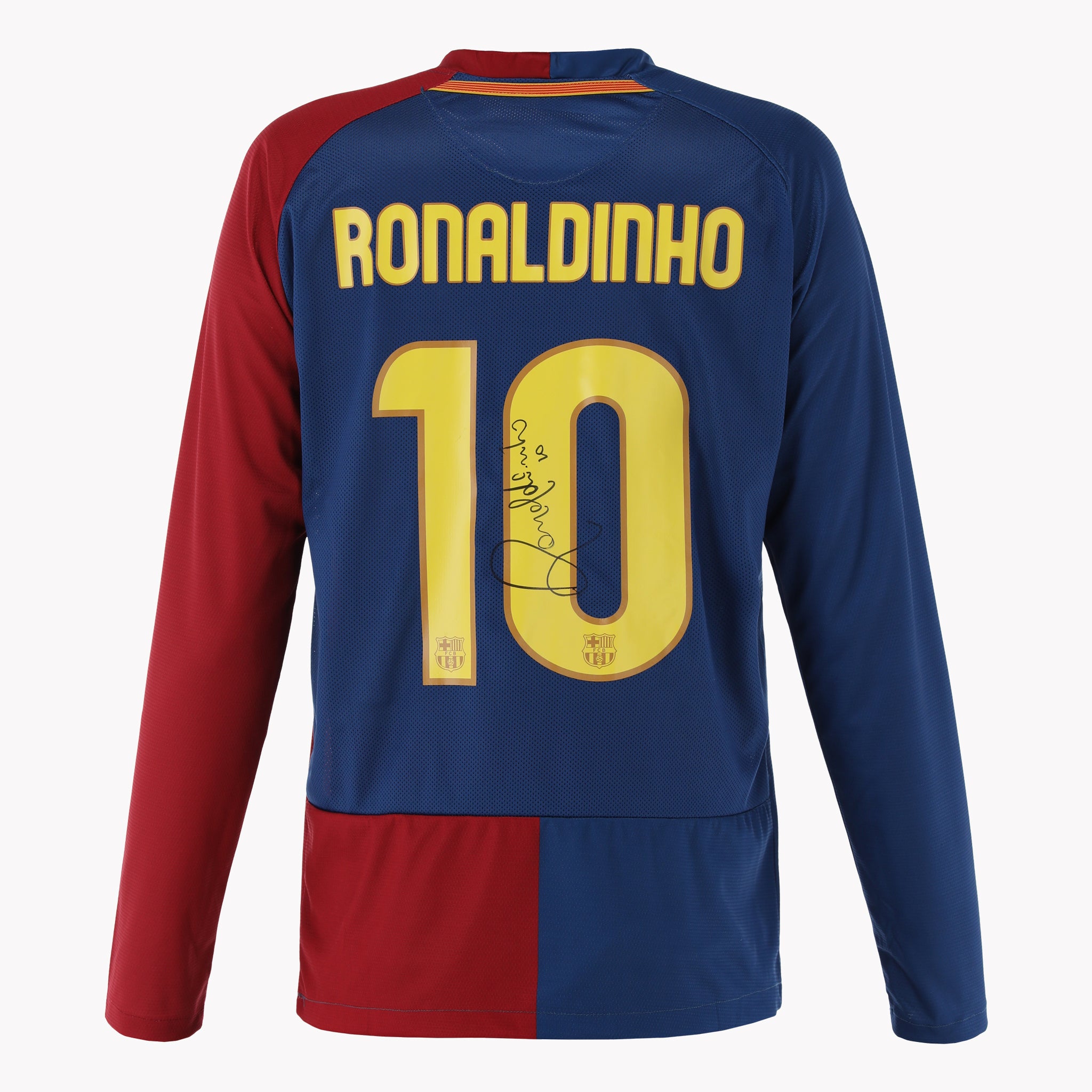 Ronaldinho Barcelona Signed Home 2008-2009 Long Sleeve Shirt: Catalan ...